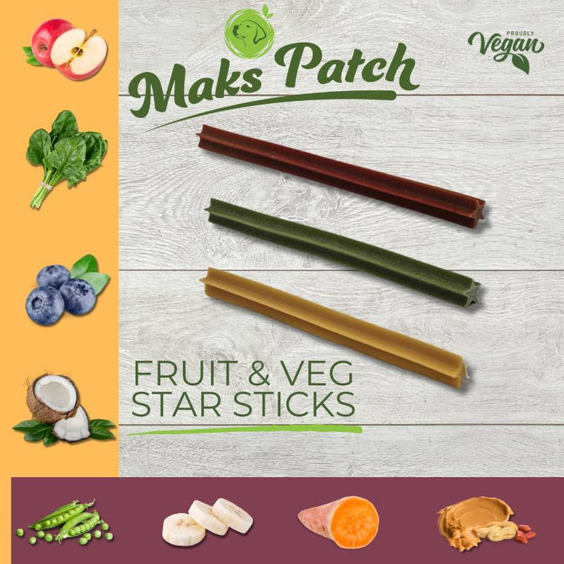 Vegan Dog Treats - Fruit & Veg Star Sticks with added Coconut Oil ...